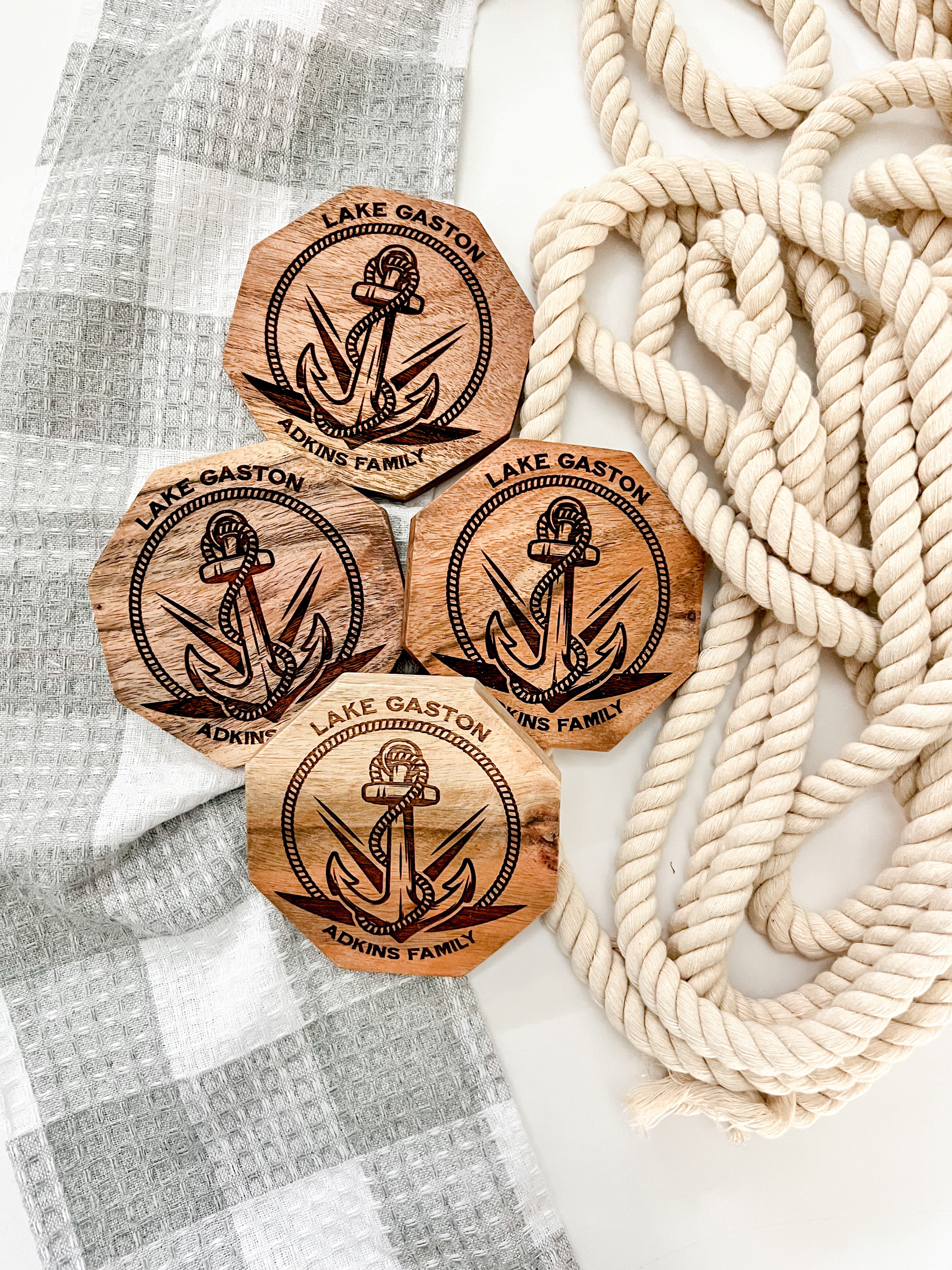 Custom Anchor Themed Coasters (Set of 4) – Mae Designs